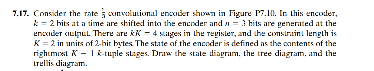 Solved 17. Consider the rate 31 convolutional encoder shown | Chegg.com Solved 17. Consider the rate 31 convolutional encoder shown | Chegg.com
