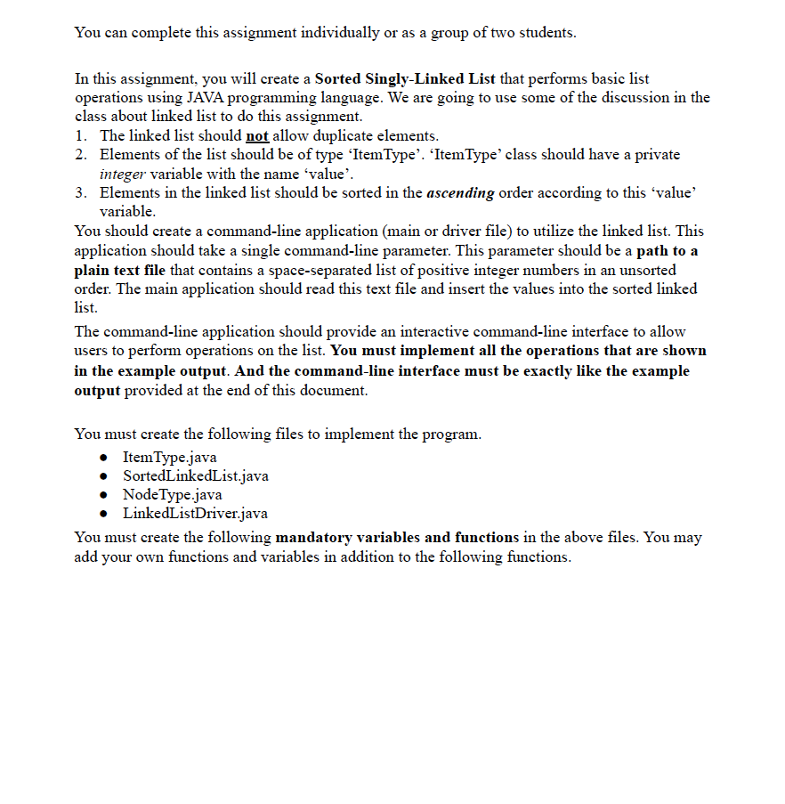 You can complete this assignment individually or as a | Chegg.com