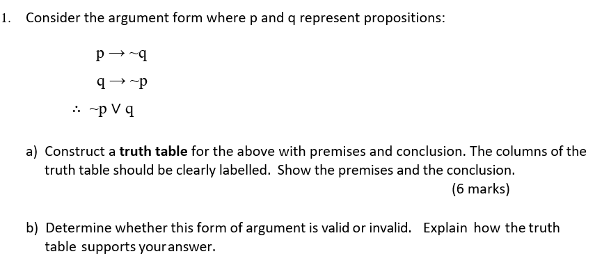 Solved Consider the argument form where p and q represent | Chegg.com
