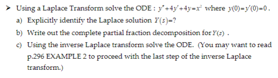Solved Using a Laplace Transform solve the ODE : | Chegg.com