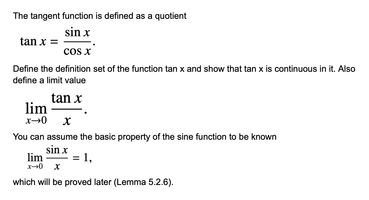 Solved The tangent function is defined as a | Chegg.com