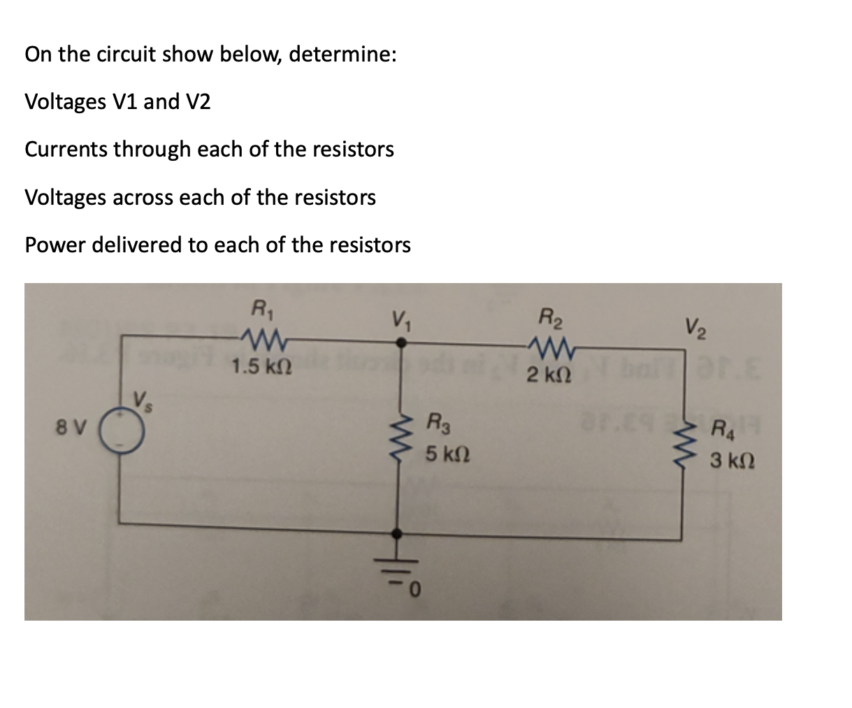 Solved On the circuit show below, determine: Voltages V1 and | Chegg.com