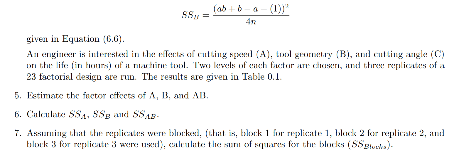 Solved SSB = (ab + b − a − (1))2 4n given in Equation | Chegg.com