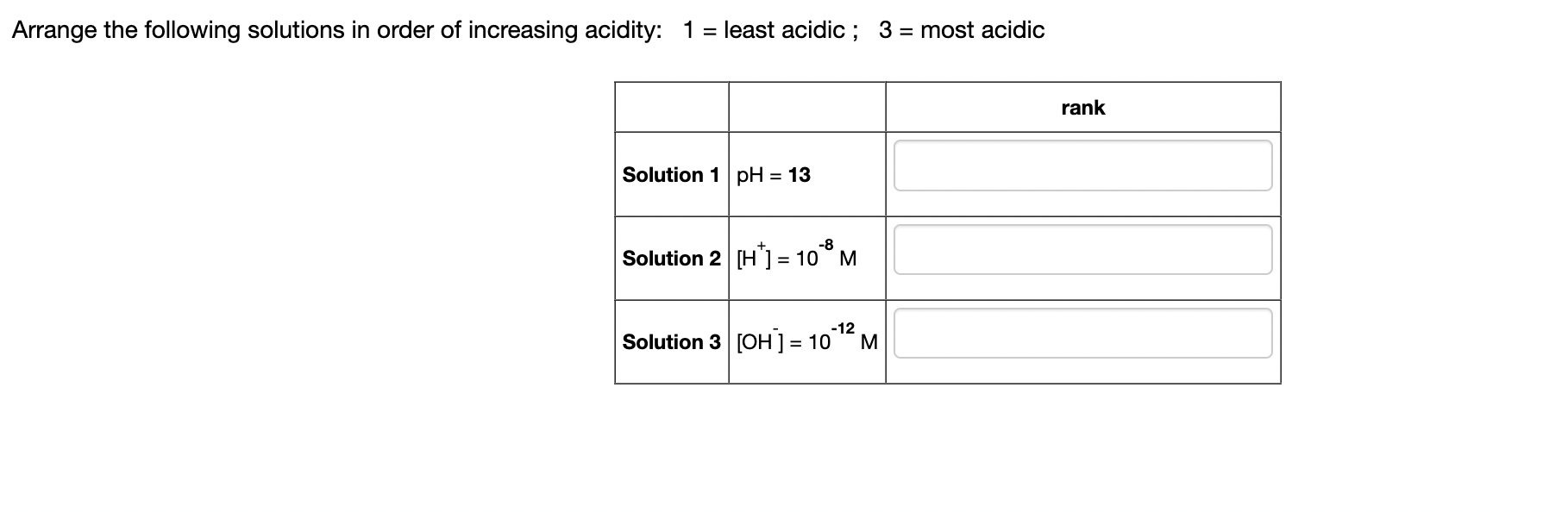 Solved Arrange the following solutions in order of | Chegg.com
