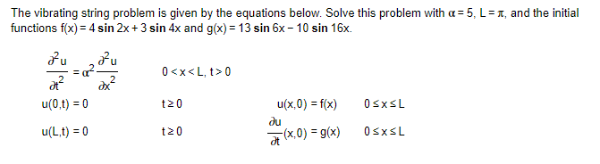 Solved The vibrating string problem is given by the | Chegg.com