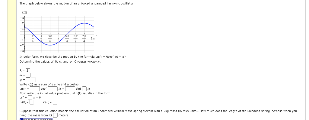 Solved The Graph Below Shows The Motion Of An Unforced