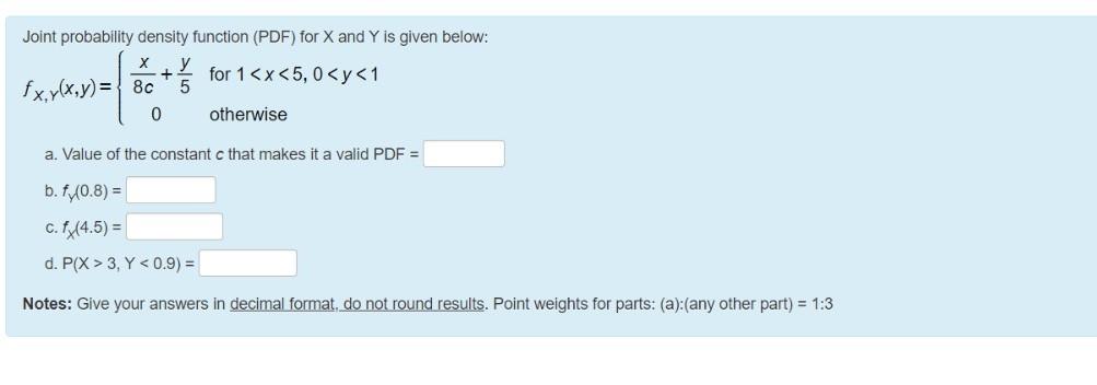 Solved Joint probability density function (PDF) for X and Y | Chegg.com
