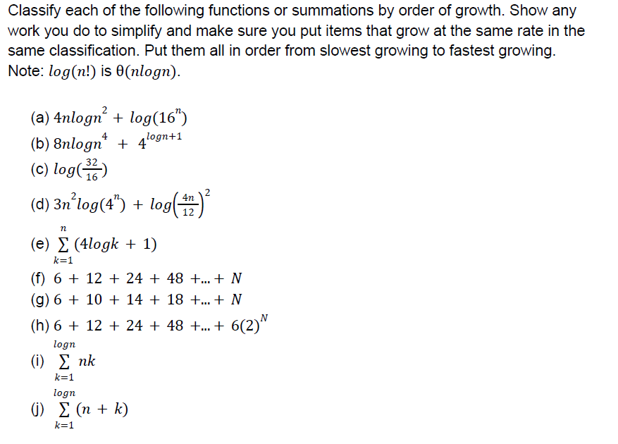 Solved Classify each of the following functions or | Chegg.com