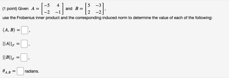 Solved El (1 point) Use the inner product fig>= f(x)g(x)dx | Chegg.com