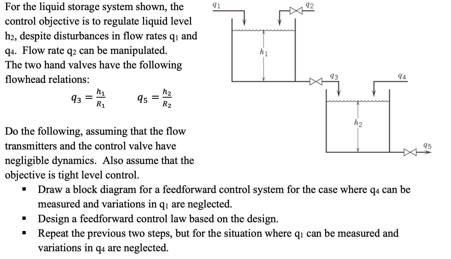 Solved For the liquid storage system shown, the control | Chegg.com