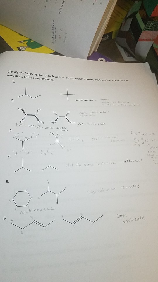 Solved Classify the following pair of molecules as | Chegg.com