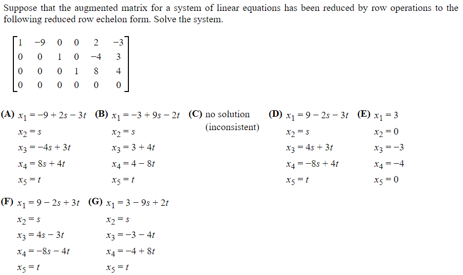 Solved Suppose that the augmented matrix for a system of | Chegg.com