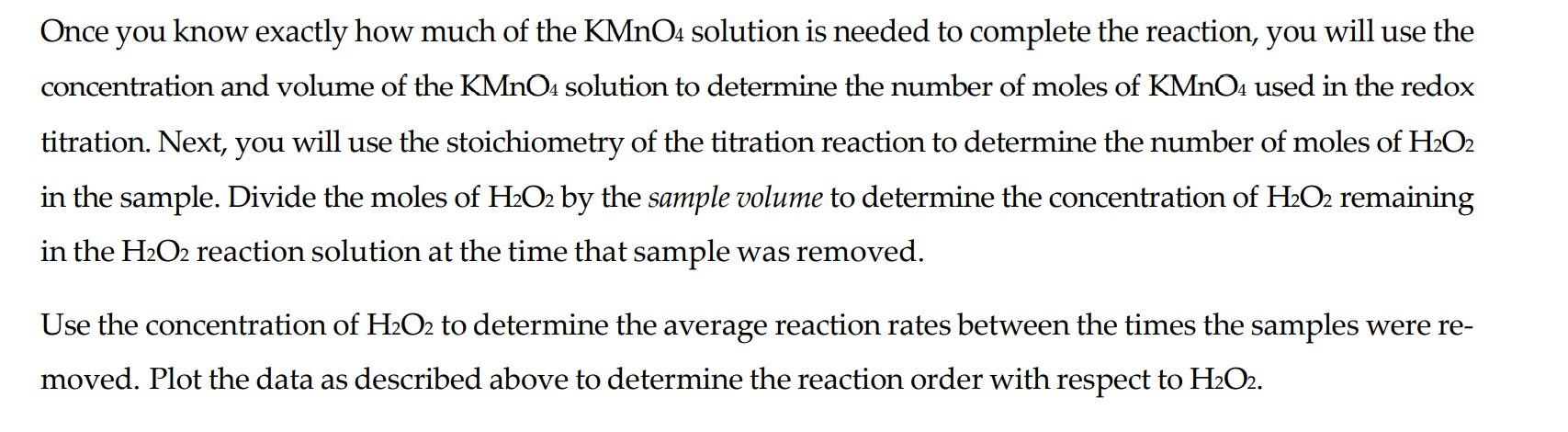 Kinetics of H2O2 Decomposition Background Chemical | Chegg.com