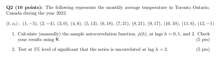 Solved Q2 (10 points): The following represents the monthly | Chegg.com