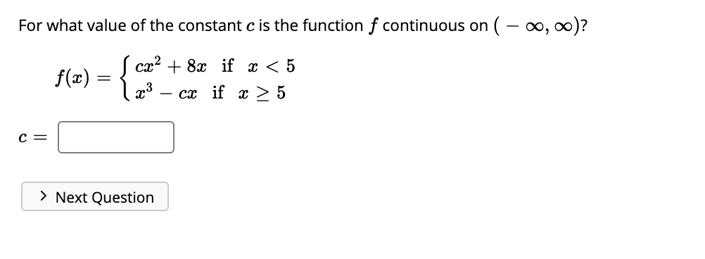 Solved For what value of the constant c is the function f | Chegg.com