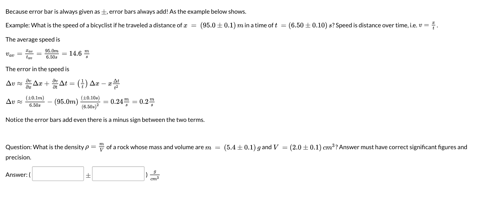 Solved Because error bar is always given as E, error bars | Chegg.com
