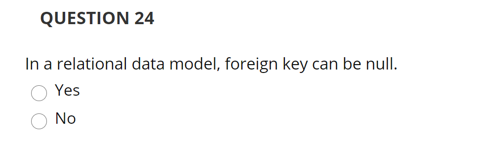 Solved QUESTION 24 In a relational data model, foreign key | Chegg.com