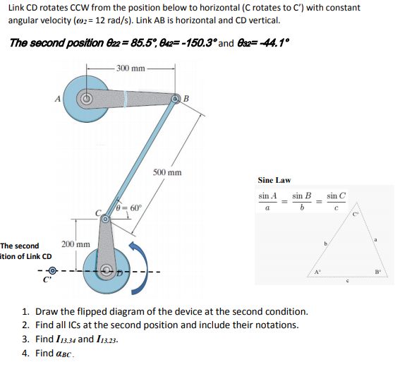 Link CD rotates CCW from the position below to | Chegg.com