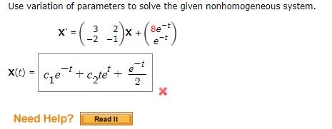 Solved Use variation of parameters to solve the given | Chegg.com