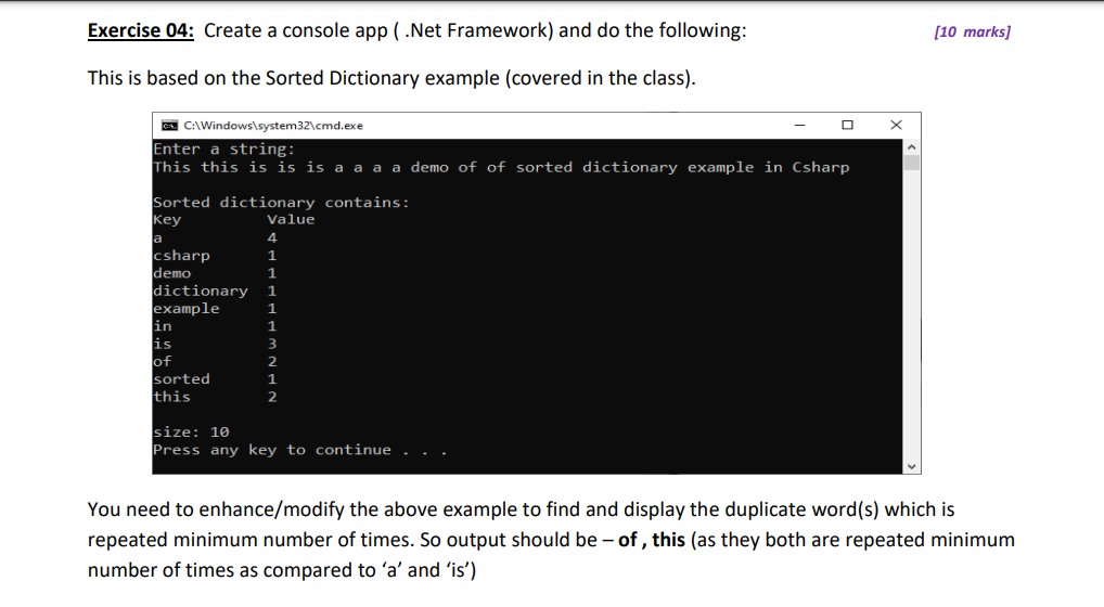 Exercise 04: Create a console app (.Net Framework) | Chegg.com