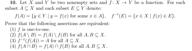 Solved T 10. Let X and Y be two nonempty sets and f: X Y be | Chegg.com