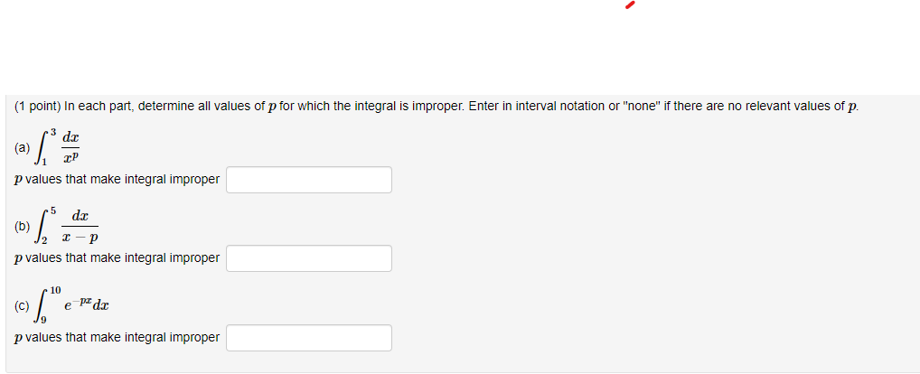Solved (1 point) In each part, determine all values of p for | Chegg.com