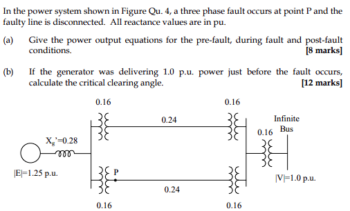 Solved In the power system shown in Figure Qu. 4, a three | Chegg.com