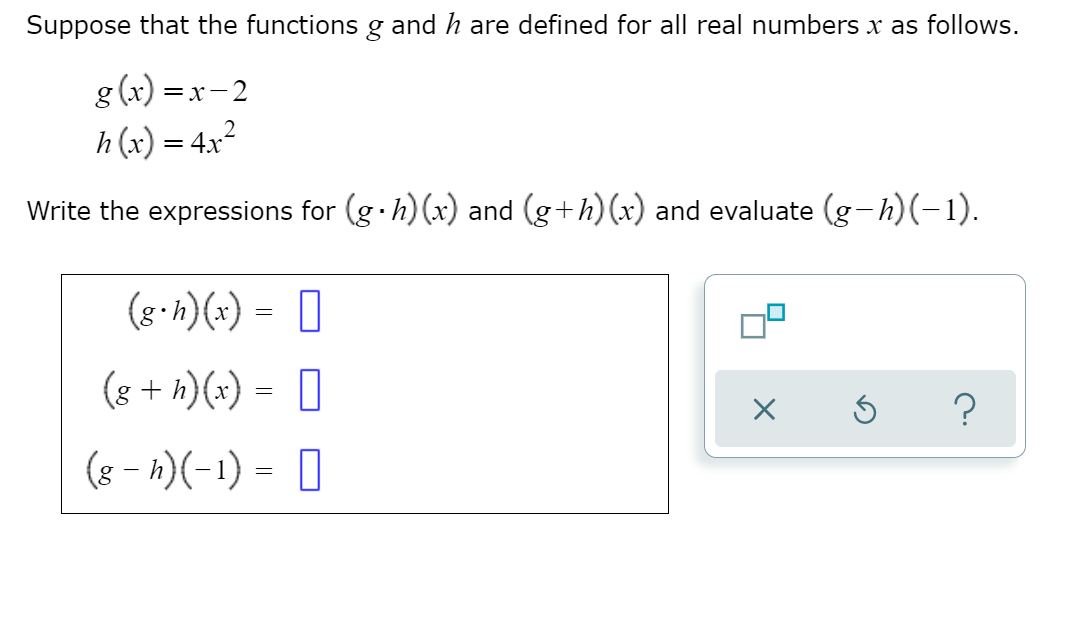 Solved Suppose that the functions g and h are defined for | Chegg.com