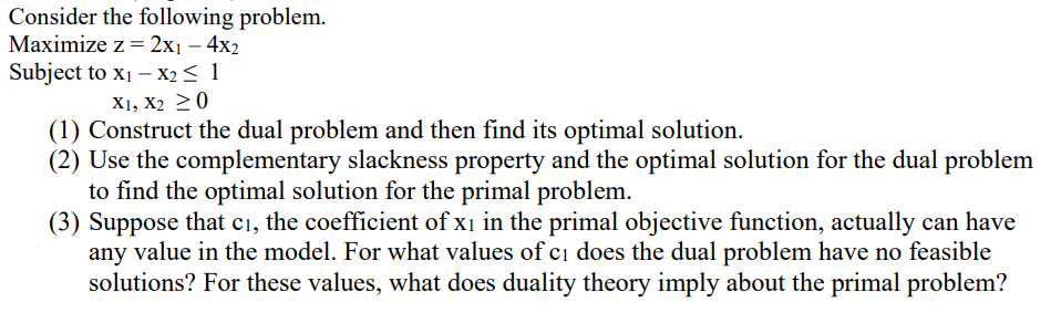 Solved Consider the following problem. Maximize z=2x1−4x2 | Chegg.com