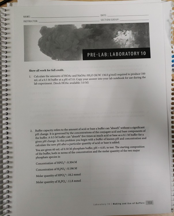 Solved Name Date Instructor Section Group Pre Lab
