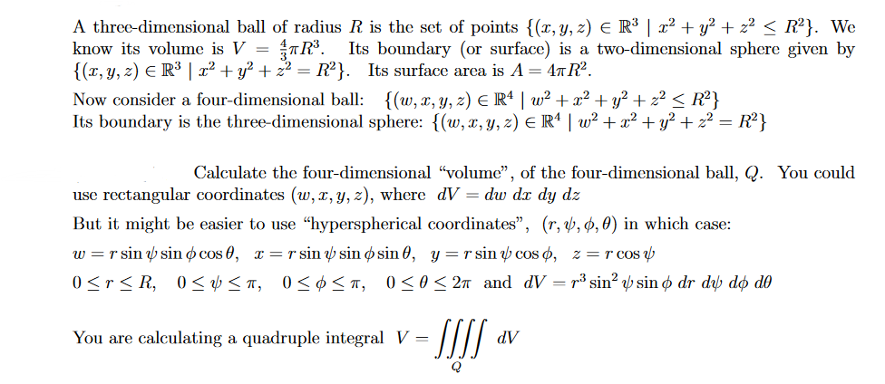 Solved A three-dimensional ball of radius R is the set of | Chegg.com