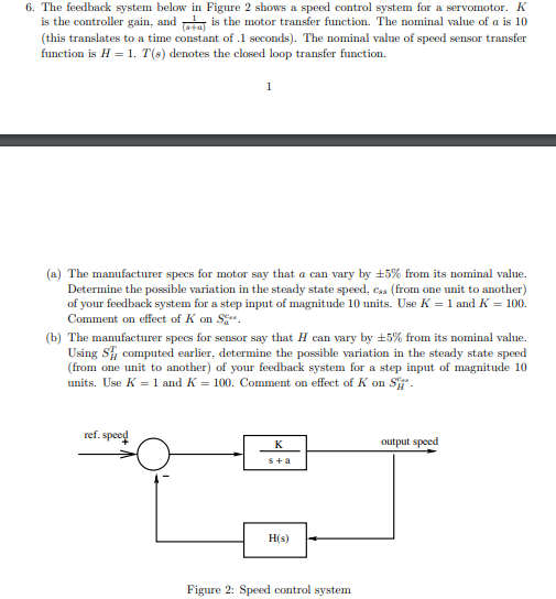 6. The feedback system below in Figure 2 shows a | Chegg.com