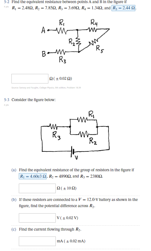 Solved 5-2 Find the equivalent resistance between points A | Chegg.com