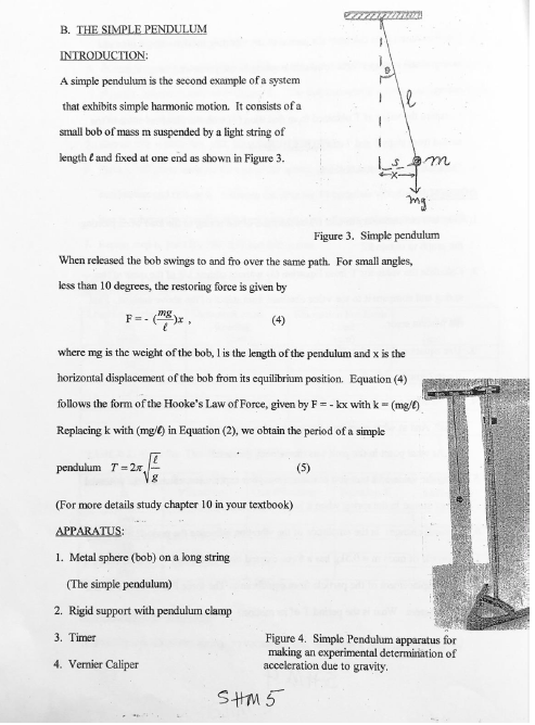 Solved ZWEI B. THE SIMPLE PENDULUM INTRODUCTION: A simple | Chegg.com