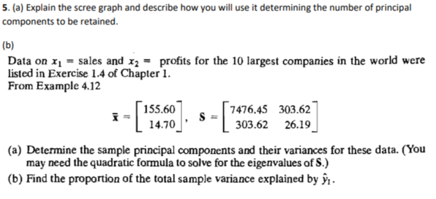 Solved 5. (a) Explain the scree graph and describe how you | Chegg.com