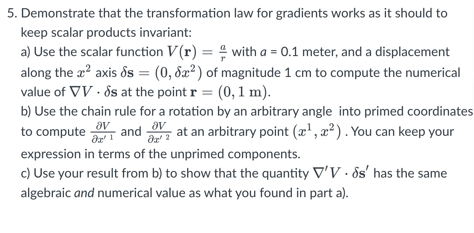 Solved Demonstrate that the transformation law for gradients | Chegg.com