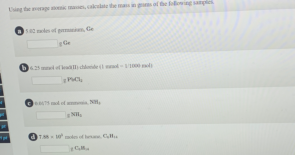 Solved Using the average atomic masses, calculate the mass | Chegg.com
