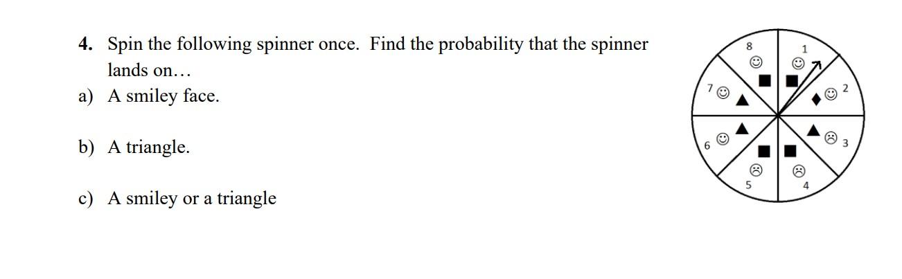 Solved Spin the following spinner once. Find the probability | Chegg.com