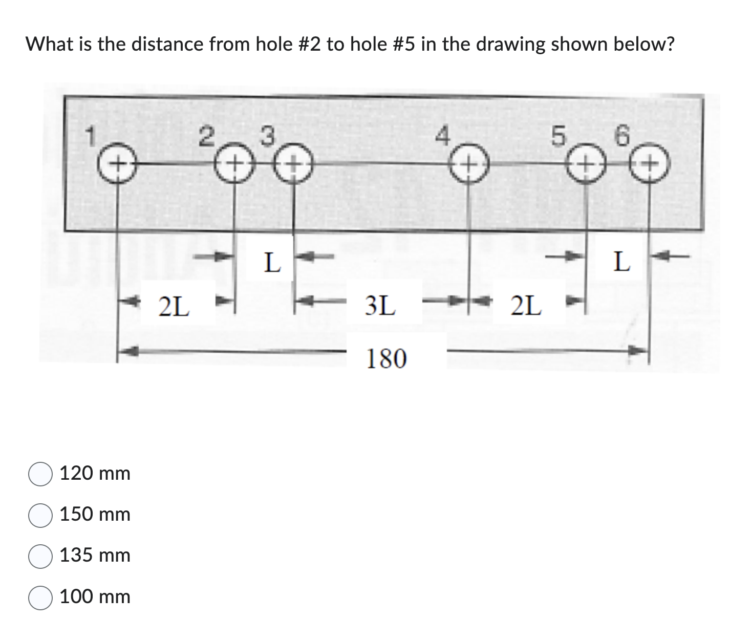 Solved What is the distance from hole #2 ﻿to hole #5 ﻿in the | Chegg.com