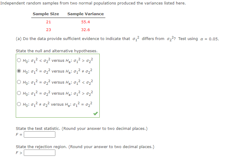 Solved ependent random samples from two normal populations | Chegg.com