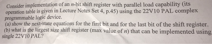 Solved Consider implementation of an n-bit shift register | Chegg.com