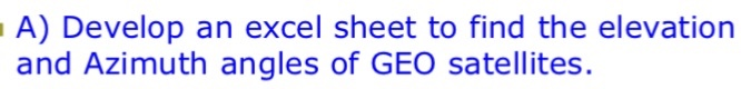A) Develop an excel sheet to find the elevation and | Chegg.com