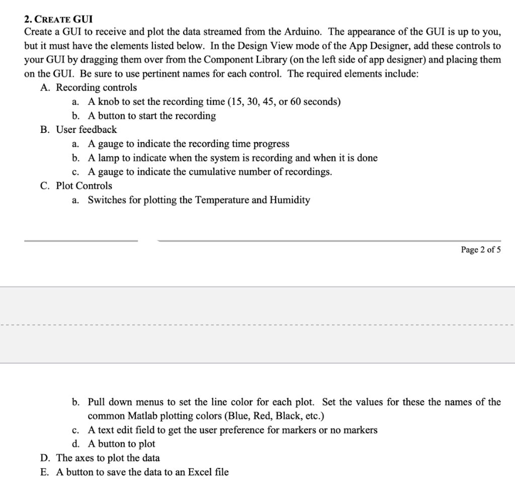 2. CREATE GUI Create a GUI to receive and plot the | Chegg.com