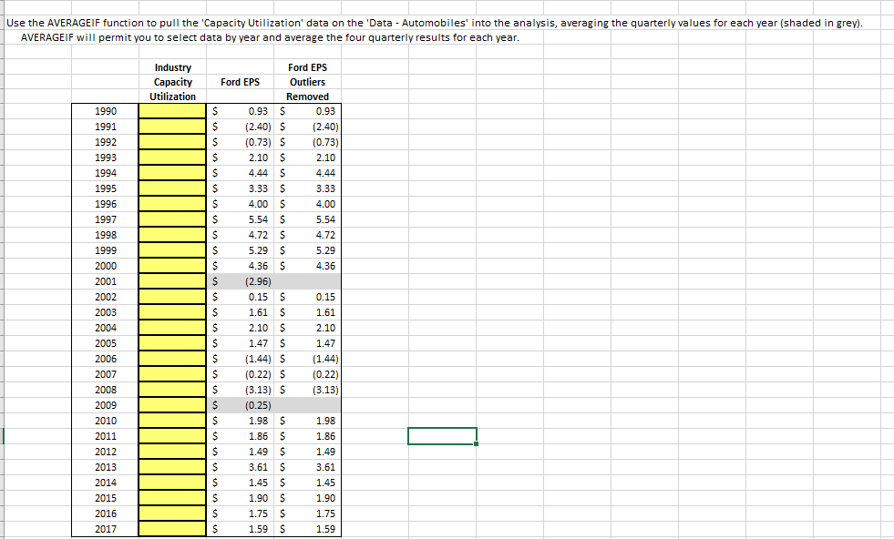Use the AVERAGEIF function to pull the 'Capacity | Chegg.com