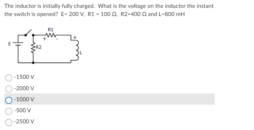 Solved The inductor is initially fully charged. What is the | Chegg.com
