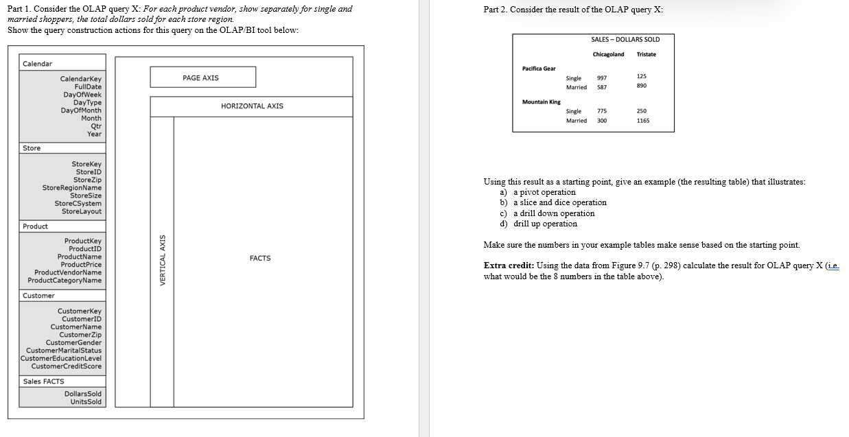 Solved Part 1. Consider the OLAP query X: For each product | Chegg.com