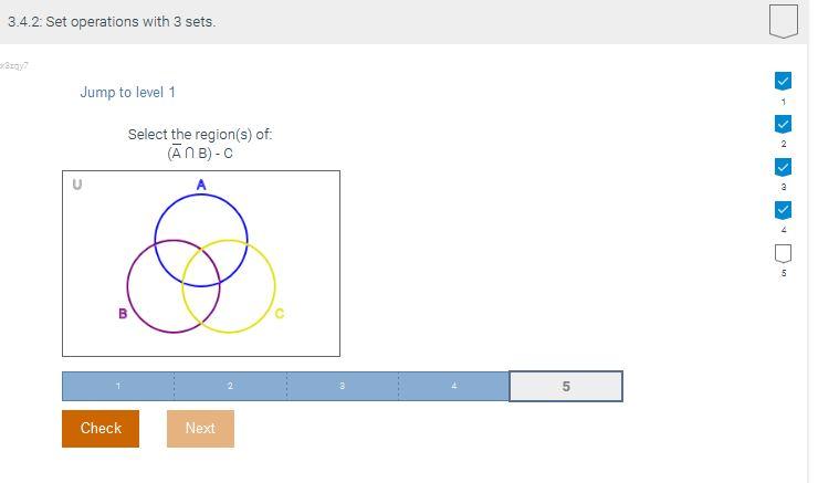 Solved 3.4.2. Set operations with 3 sets. Jump to level 1 | Chegg.com