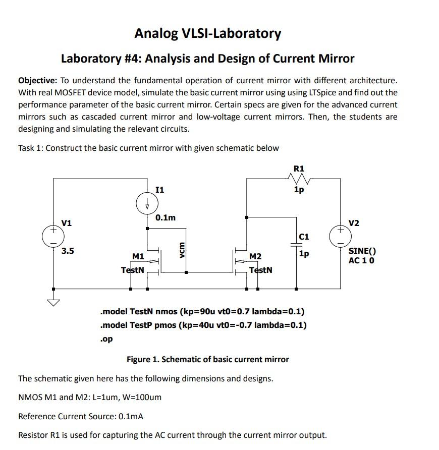 Solved Analog VLSI-Laboratory Laboratory #4: Analysis and | Chegg.com