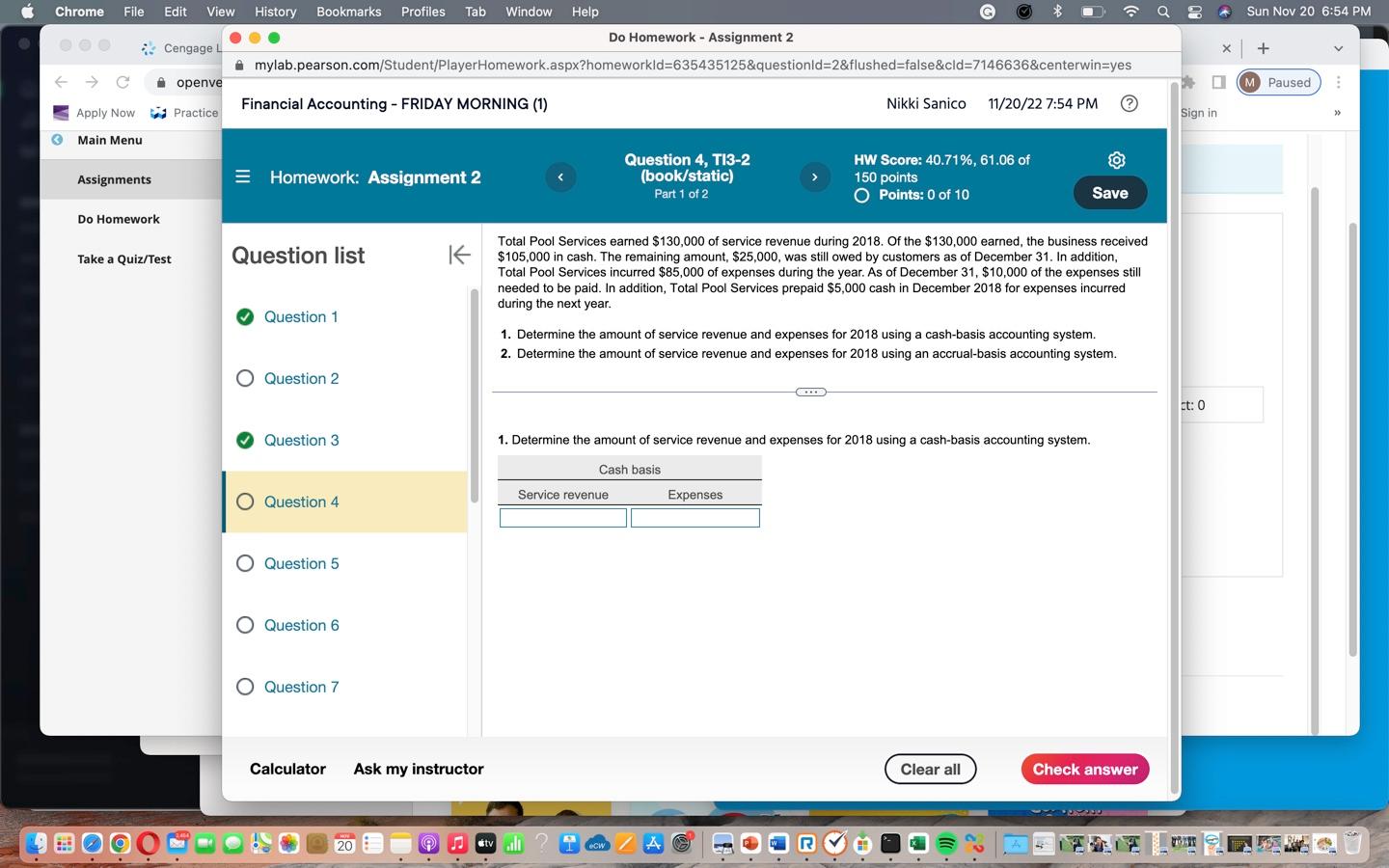Solved Question 3 1. Determine the amount of service revenue | Chegg.com
