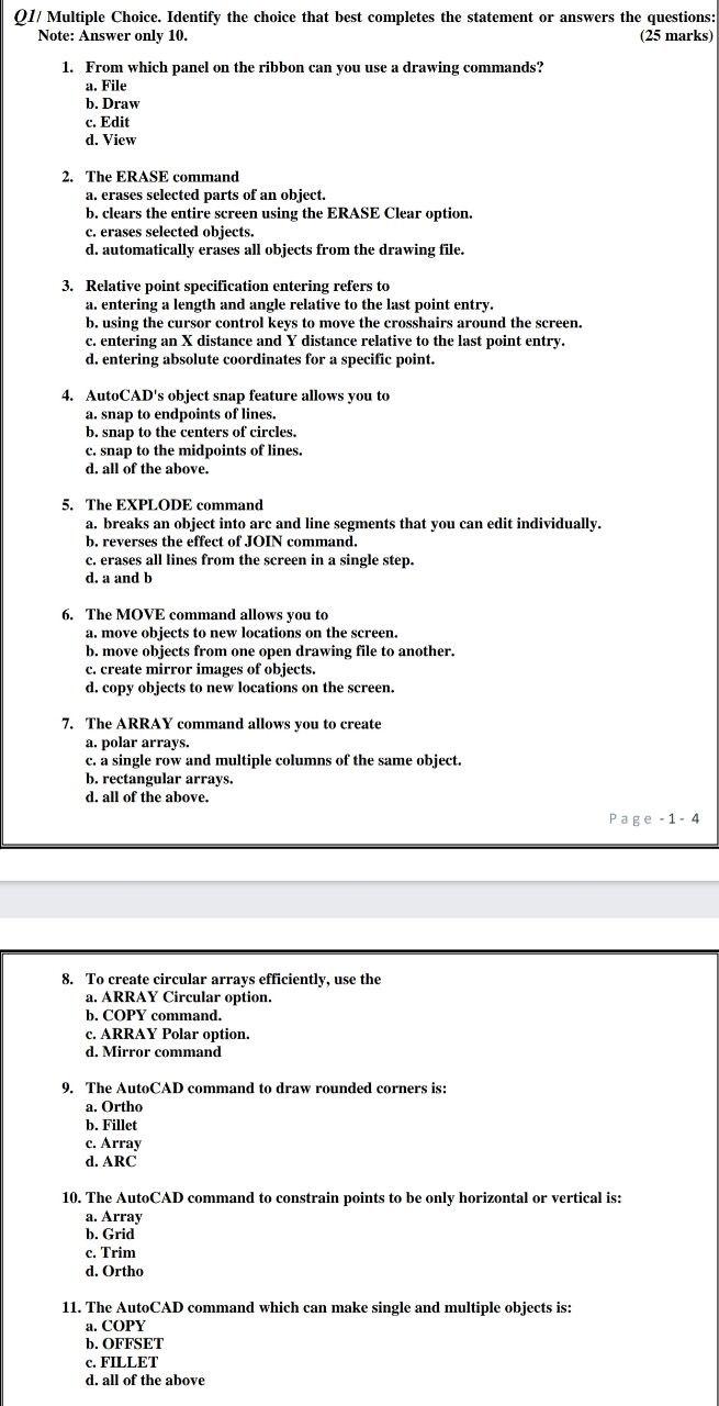 Solved Q1/ Multiple Choice. Identify the choice that best | Chegg.com